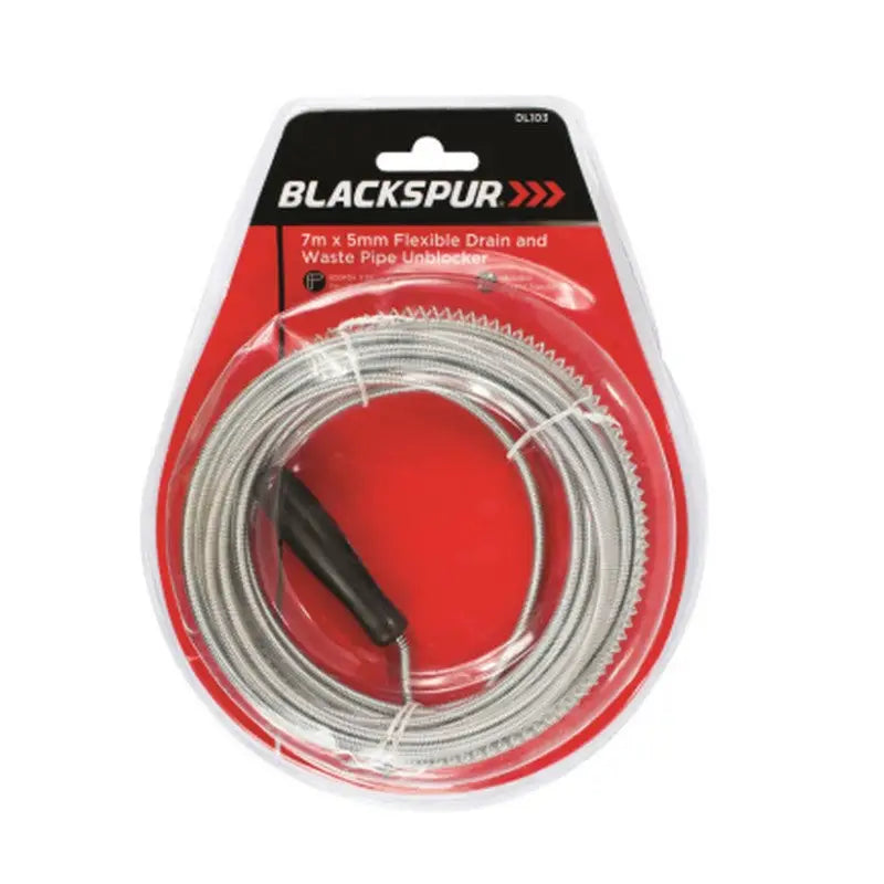 Blackspur Flexible Drain and Waste Pipe Unblocker - 7m x 5mm - Stewart ...