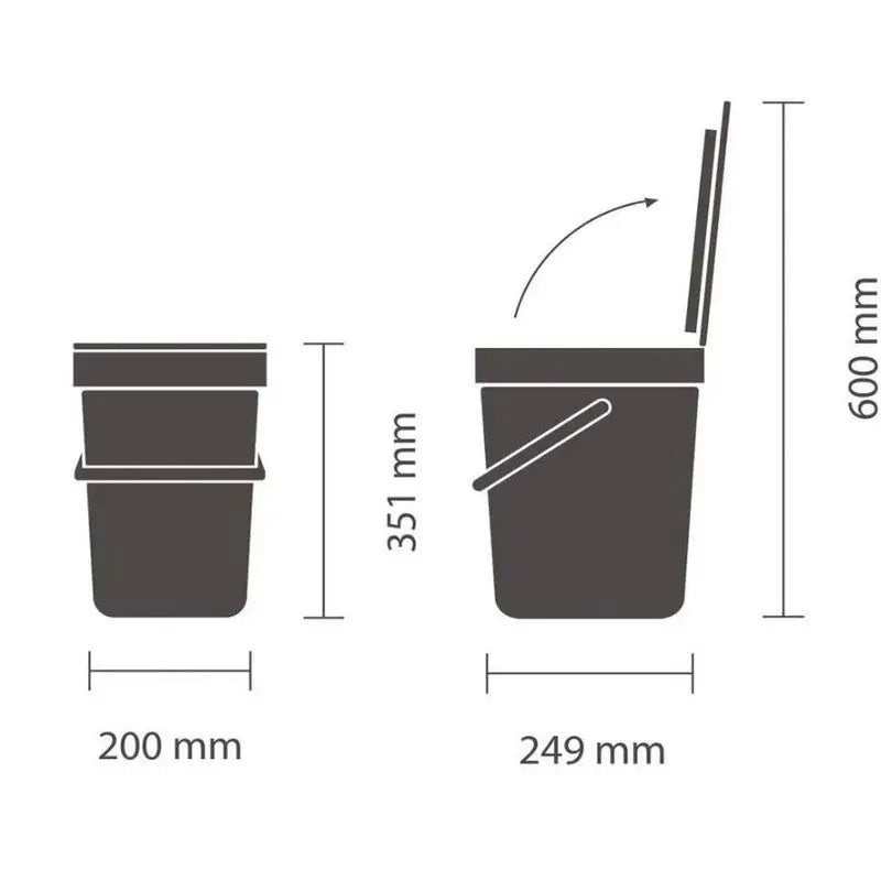 Brabantia Sort & Go Waste Bin 12l - Grey - Stewart and Gibson Ltd