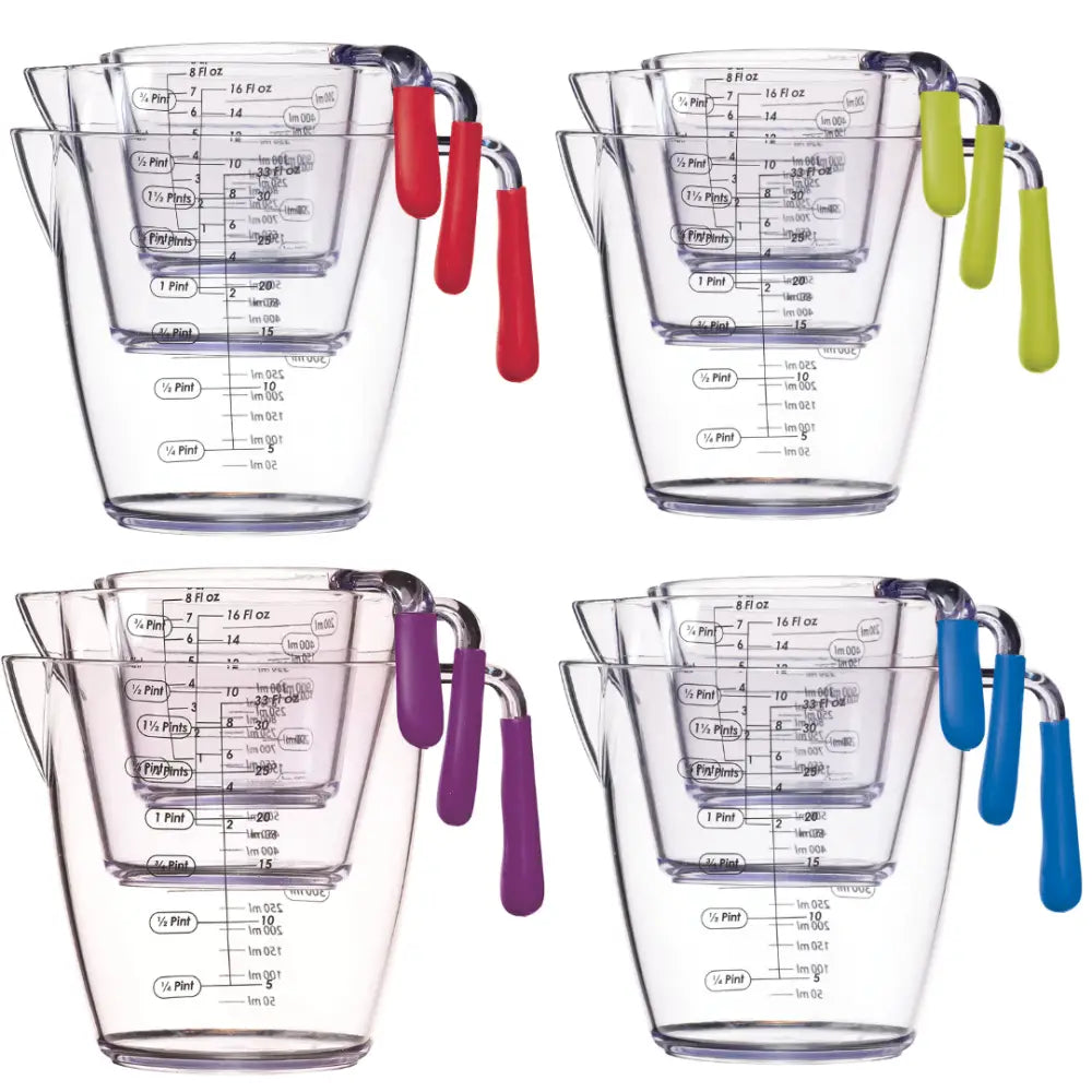 Colourworks 3 Piece Acrylic Measuring Jug Set - Blue / Green / Red ...