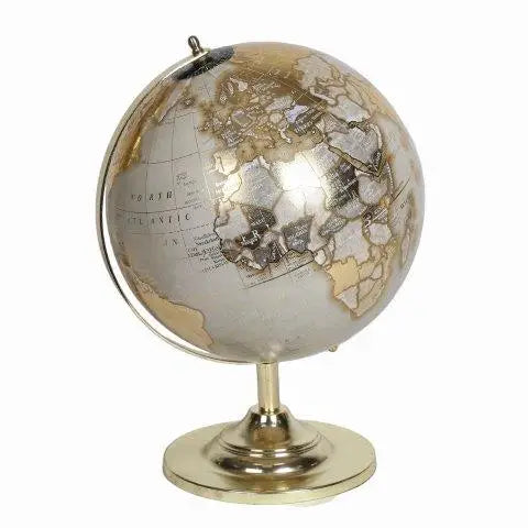 Cream Globe with Gold Detail on Gold Stand 35cm - Stewart and Gibson Ltd