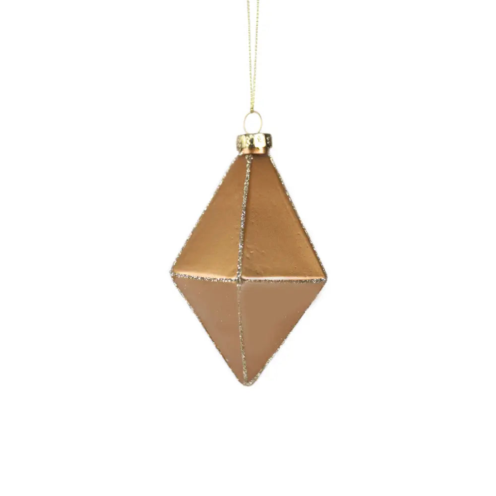 Glass Bronze Bipyramid Bauble 13cm - Stewart and Gibson Ltd