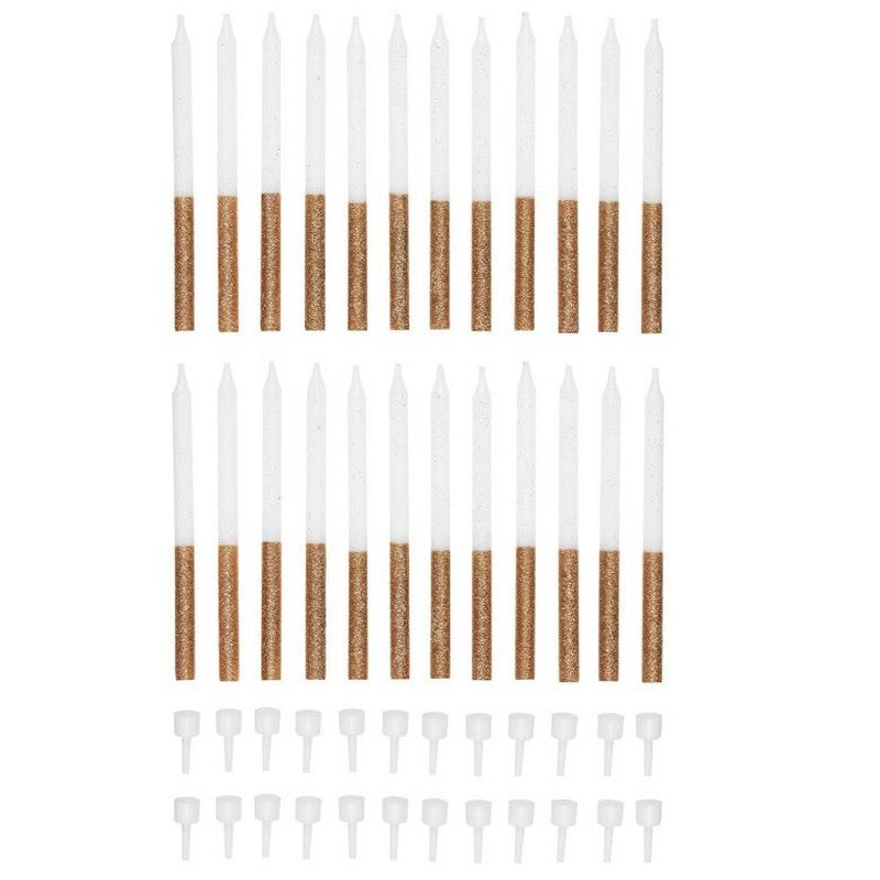 Tala 24pk Glitter Birthday Candles with 24 Holders - Brass & Silver Av ...