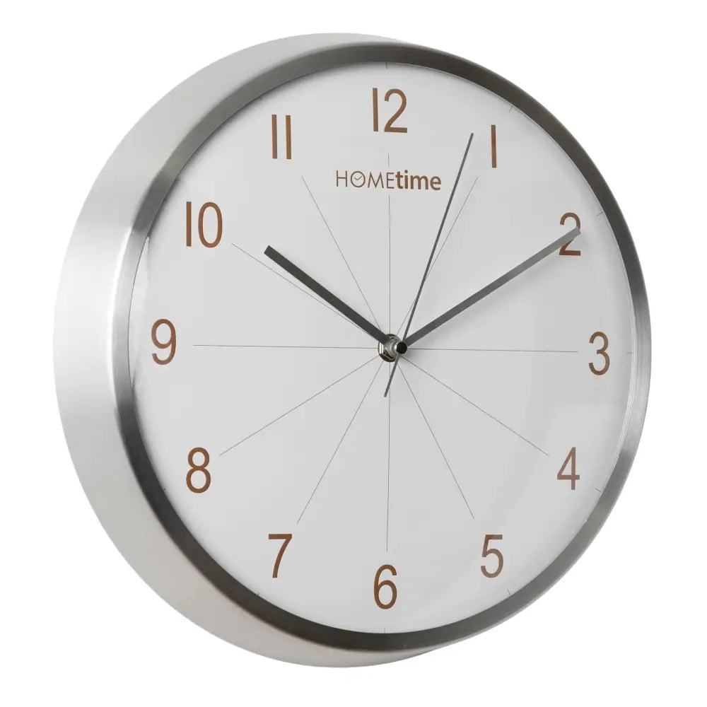 Hometime Round Metal Wall Clock 13’ - Silver - Stewart and Gibson Ltd
