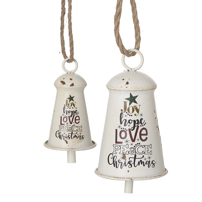Joy Hope Love Cream Christmas Bell Small 14 x 7cm – Stewart and Gibson Ltd