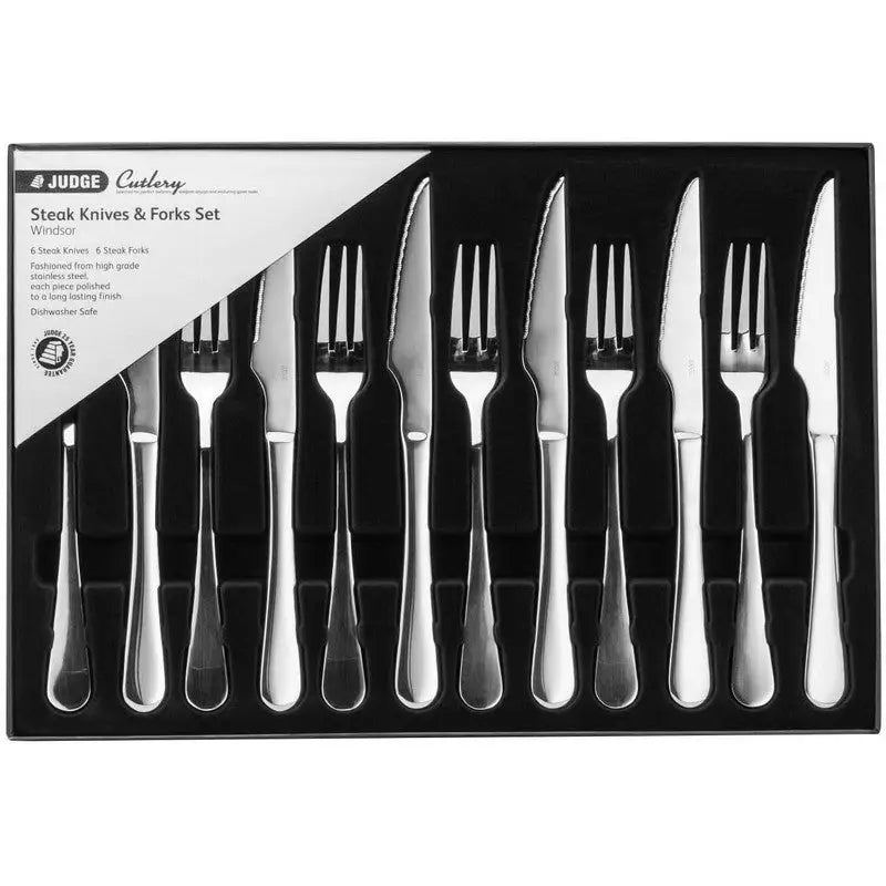 Judge Windsor 12pce Steak Knife & Fork Set - Stewart and Gibson Ltd