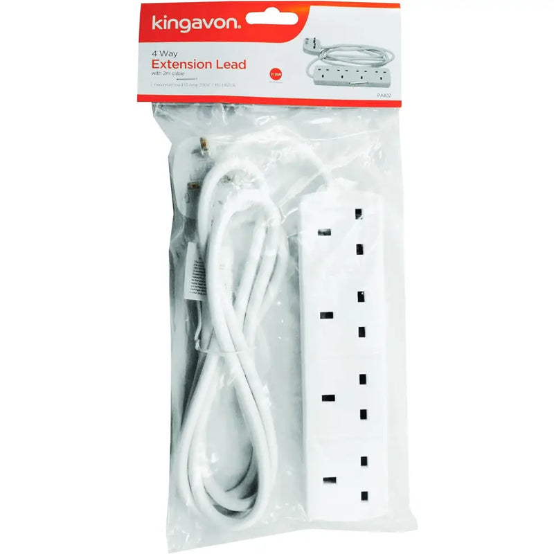 Kingavon 4 Way Extension Lead 2m Cable (13a / 250v Max Load) - Stewart ...