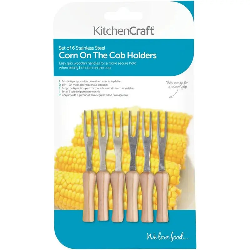 Kitchencraft Stainless Steel Corn on the Cob Holders - 6 Pack - Stewart ...