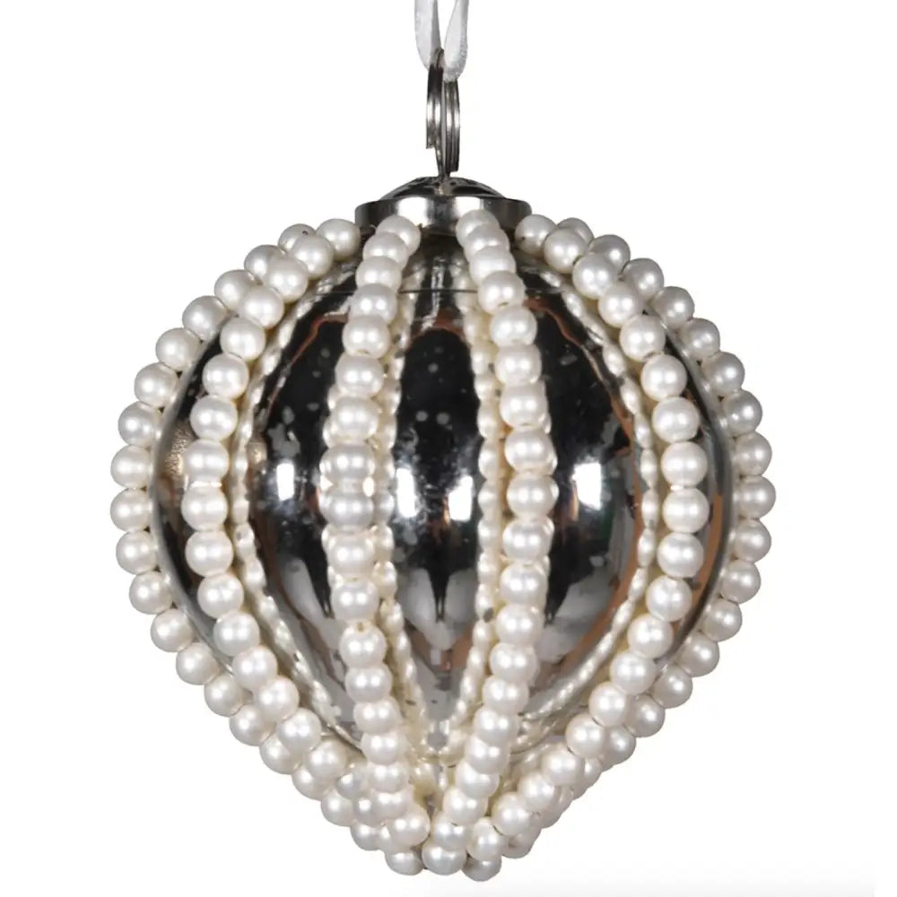 Pearl Glass and Silver Onion Bauble - Stewart and Gibson Ltd