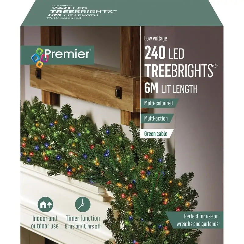 Premier Garland Treebrights 240 Led Multi-action Timer Lights 6 Meters ...