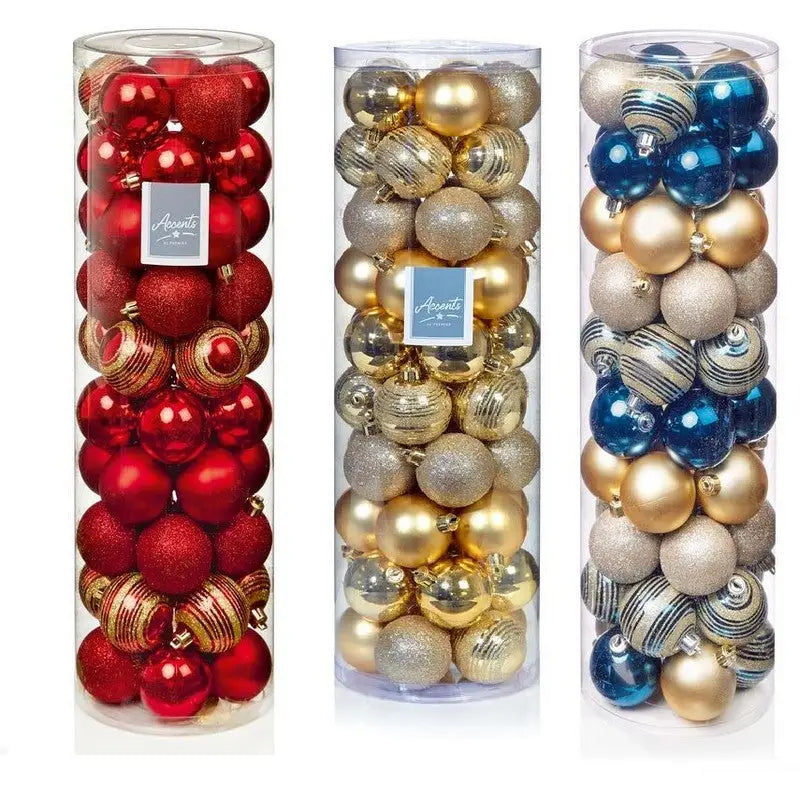 Premier Multi Finish Balls Bauble 50 Piece - 60mm - 3 Designs Available ...