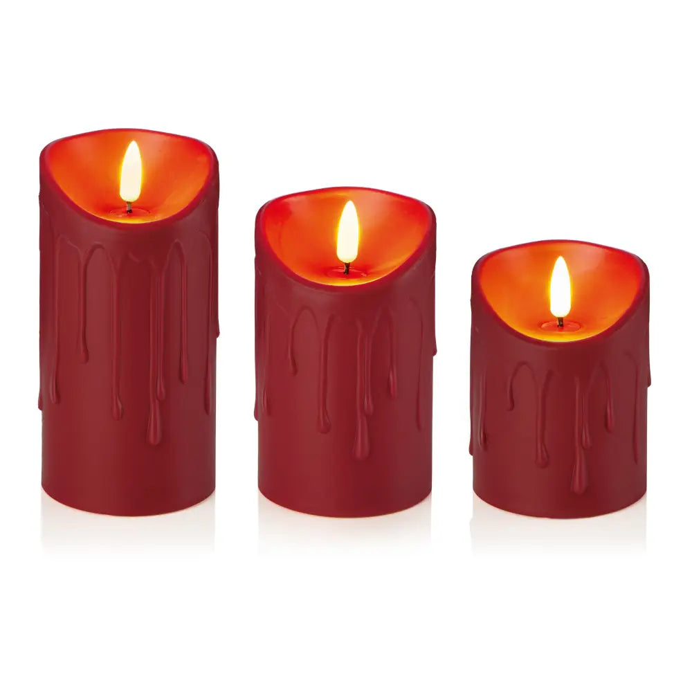 Premier Set of 3 Red Flickabright Plastic Candles - Stewart and Gibson Ltd