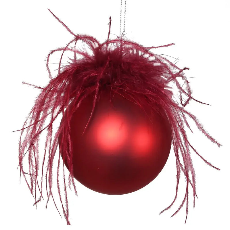 Red Feather Top Glass Bauble - Stewart and Gibson Ltd