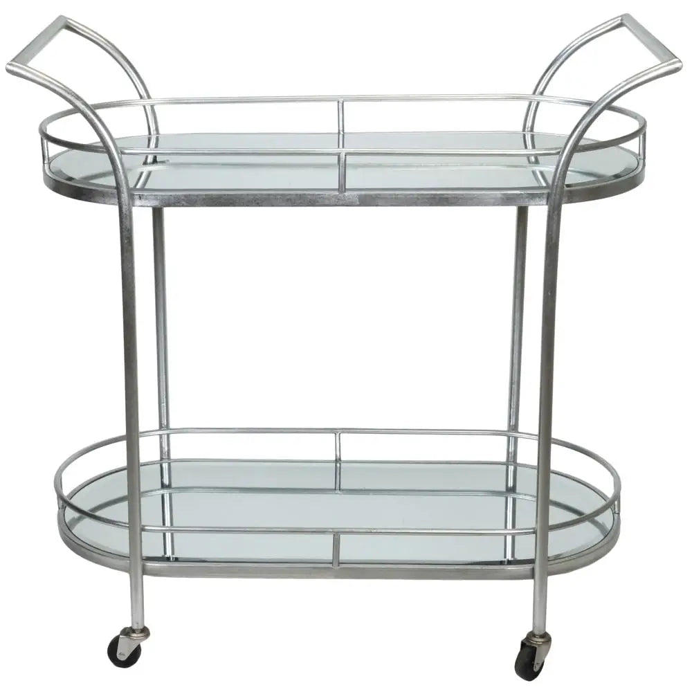 Silver Drinks Trolley with Mirror 88 x 43 x 78cm - Stewart and Gibson Ltd