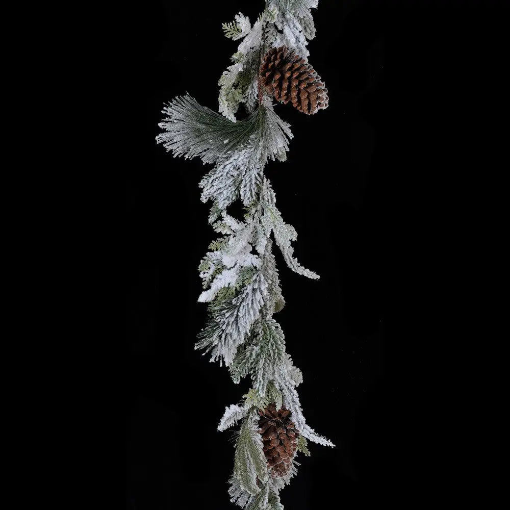 Snowy Mixed Pine Garland 180cm - Stewart and Gibson Ltd