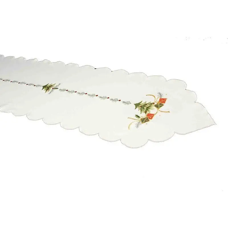 Spruce Table Runner 33 x 180cm White - Stewart and Gibson Ltd