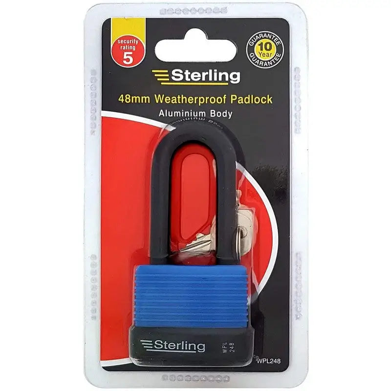 Sterling 48mm Weatherproof Padlock Long Shackle - Stewart and Gibson Ltd