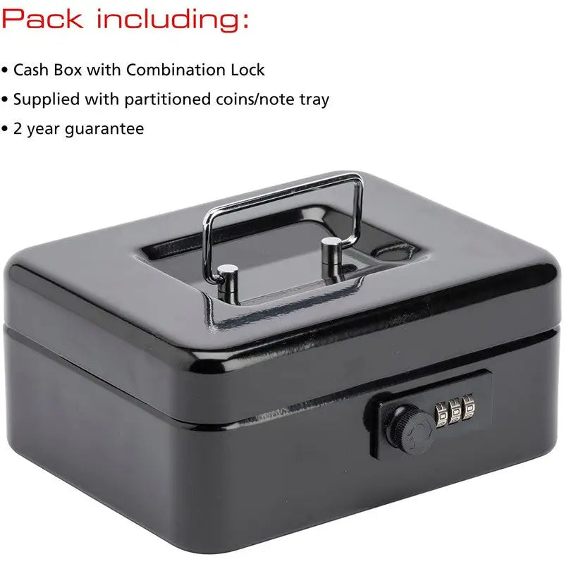 Sterling Combination Lock Cash Box 200 x 160 x 90mm - Black - Stewart ...